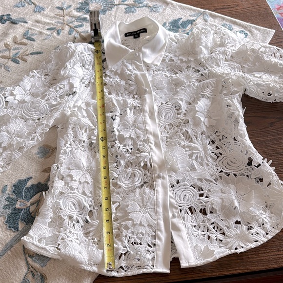 Boston Proper | Tops | Boston Proper White Lace Buttonup Blouse Never ...